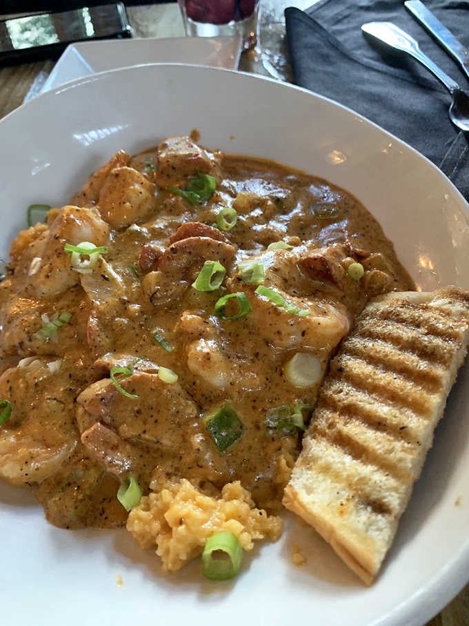 Grilled bread joins the party because sometimes you need backup dancers for the main attraction on your plate.