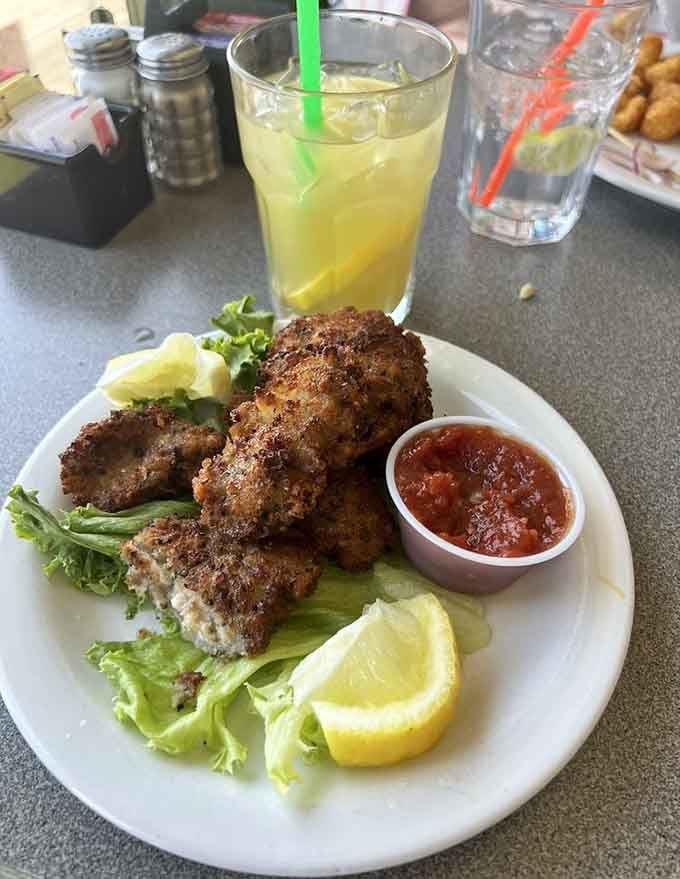 Pan-fried oysters with a golden crust that would make any coastal grandmother nod in approval and ask for seconds.