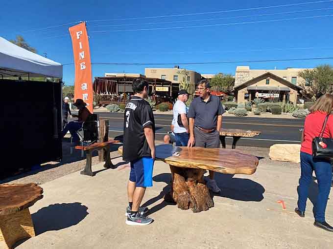 Fine art, handcrafted furniture, and good conversation flowing freely under the wide open Arizona sky.