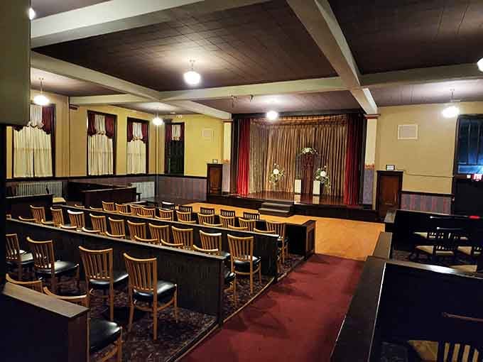 The castle's theater space, where performances once entertained the living and possibly still entertain those who've moved on.