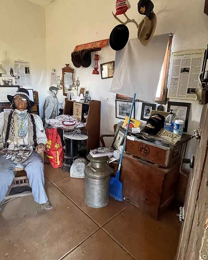 A mannequin keeps watch over artifacts, providing the kind of silent security that's been perfected over 100-plus years.