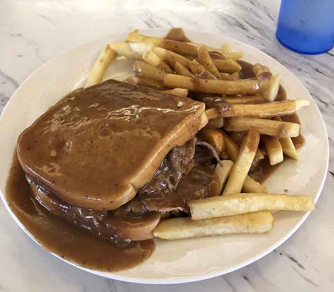 That glossy river of gravy flowing over roast beef and toast is the kind of sight that makes grown adults emotional.