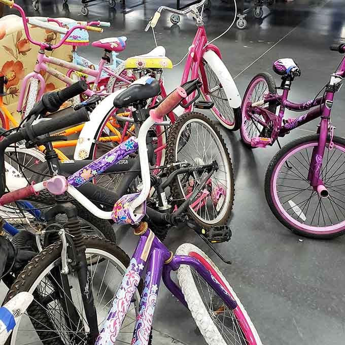 A whole fleet of kids' bikes, ready for new adventures, new driveways, and new scraped knees across Central Florida.