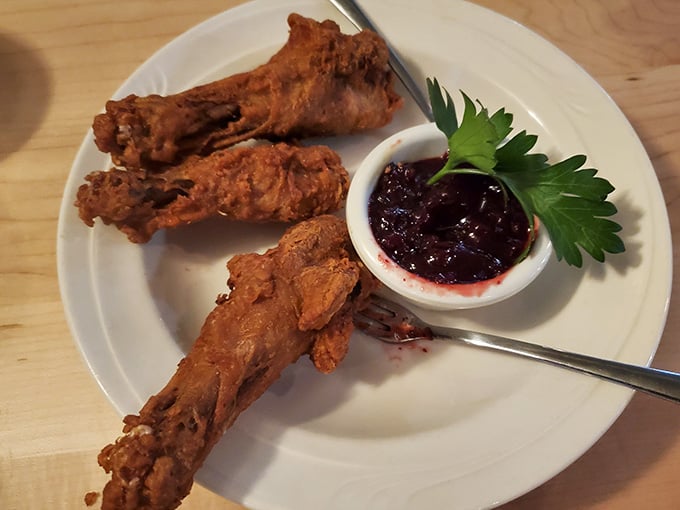 Crispy, golden Indiana duck legs with a rich dipping sauce. Your appetizer just outshined most people's main courses.
