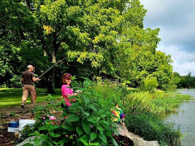 Family fishing on Acton Lake: where patience becomes a virtue everyone actually enjoys practicing together.