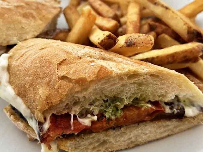 That golden, crispy baguette sandwich with a pile of fries is the lunch you've been dreaming about.
