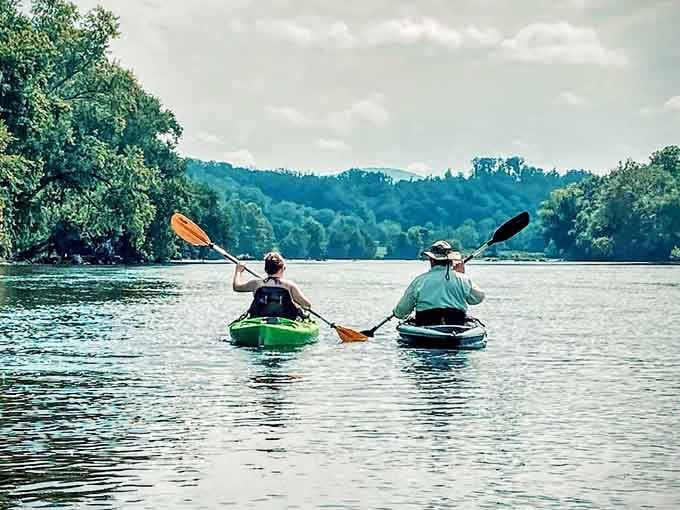 Two paddlers, one river, and absolutely nowhere else on earth they'd rather be right now.
