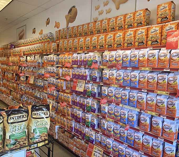 Goldfish crackers stacked to the ceiling because sometimes snack therapy is the best kind of therapy.