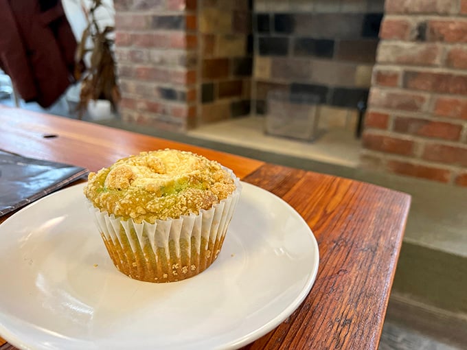Golden-topped and generously sized, this pistachio muffin practically begs you to grab a fork and dig in immediately.