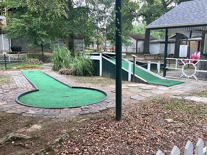 Mini golf under the shade trees, where bragging rights are earned one tricky corner at a time.