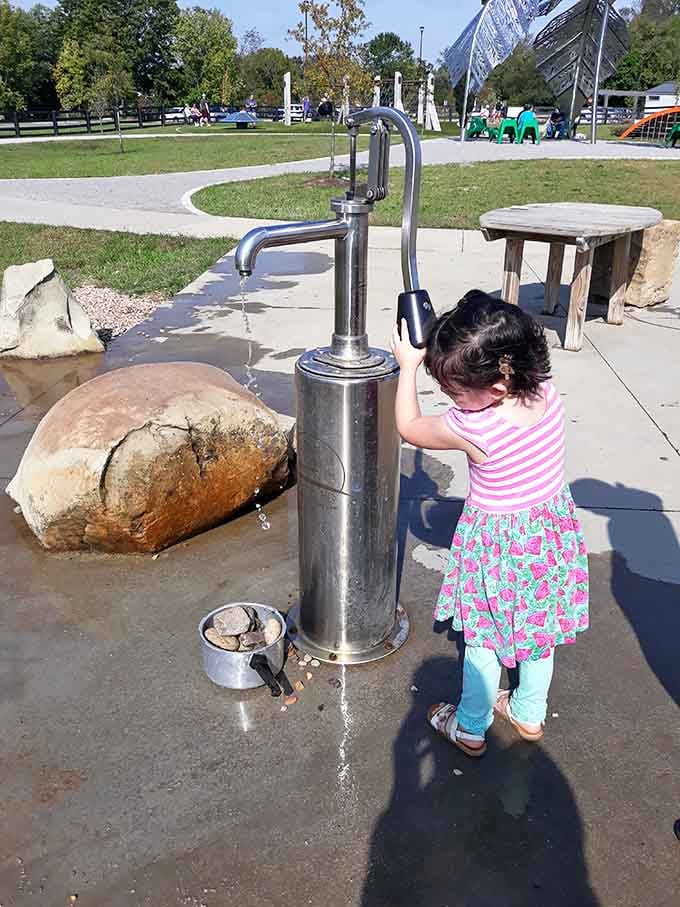 Old-fashioned water pumps teach kids that fun existed long before WiFi, and somehow it still works perfectly.