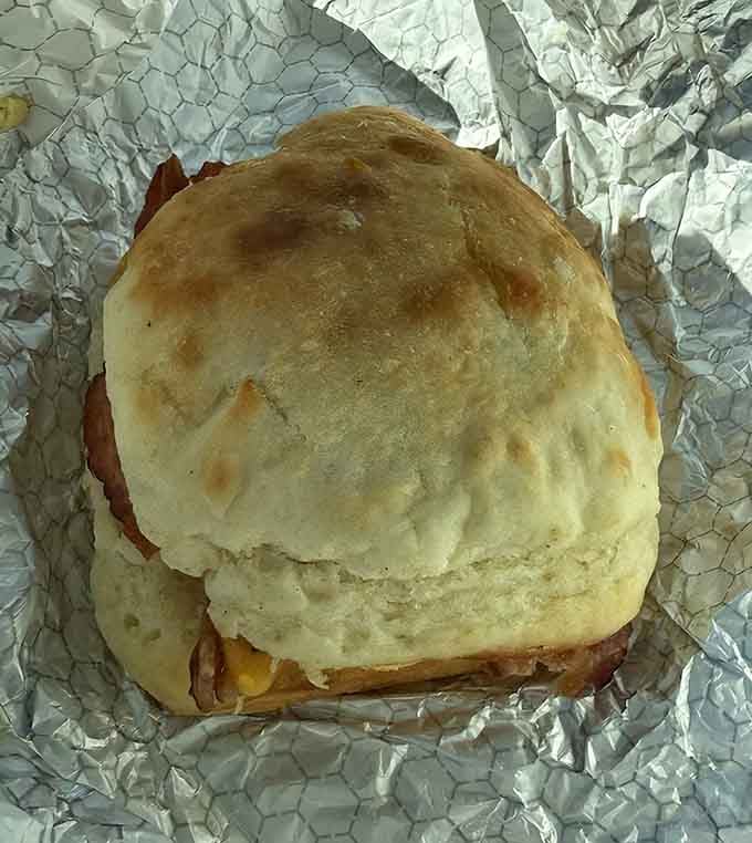Golden biscuit stuffed with bacon, egg, and cheese, proving simple ingredients make the best morning magic.