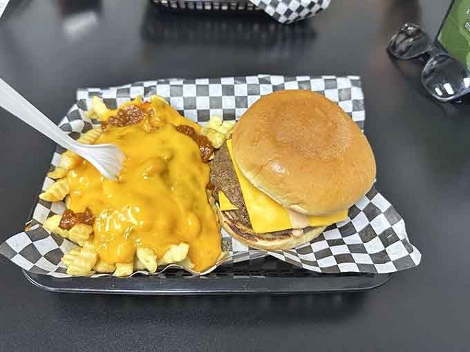 A cheeseburger next to chili cheese fries is not a meal. It's a very sound life decision.
