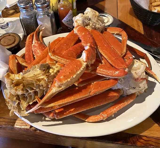Three clusters of crab legs piled high. Marshside Grill doesn't believe in doing things halfway.