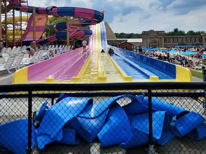 Side-by-side racing lanes mean you'll finally settle that family debate about who's actually the fastest. Spoiler: everyone argues after.