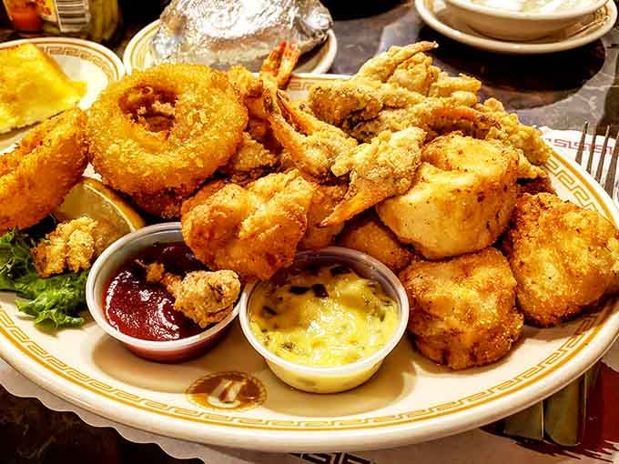 Golden, crispy, and piled high. This seafood platter is basically a love letter written in fried perfection.