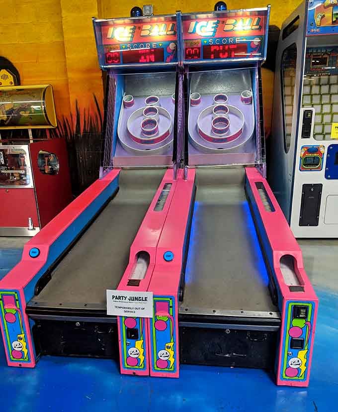Ice Ball machines standing at attention, ready for action. The competition here is real and deeply personal.