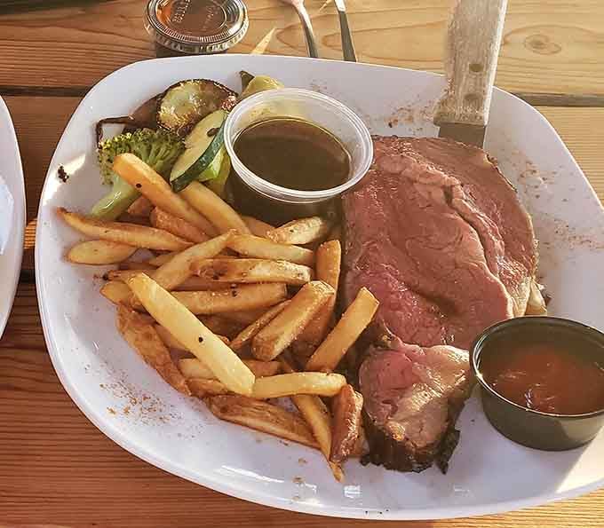 Slow-roasted, perfectly seasoned, and served with fries and vegetables. Simple pleasures done exactly right, no apologies needed.