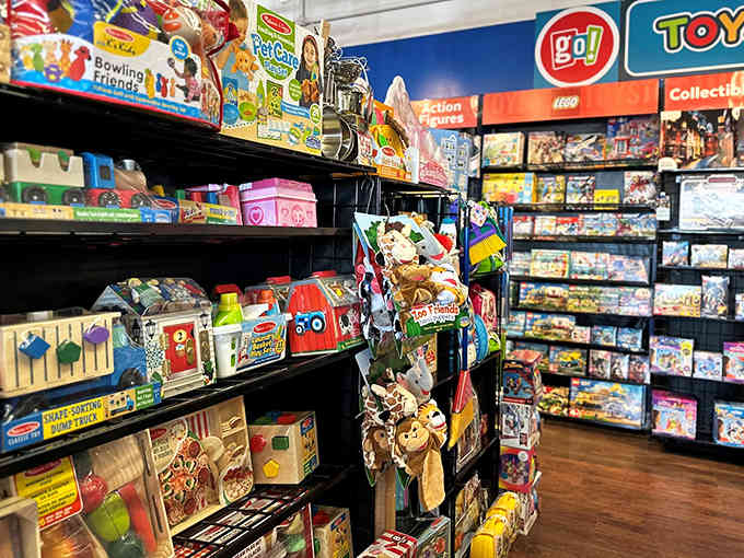 Even the toy selection gets the outlet treatment, because kids deserve deals too, bless their expensive little hearts.