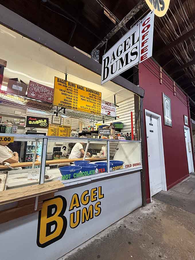 Bagel Bums serves up fresh bagels and coffee, the ultimate fuel for serious market exploration.