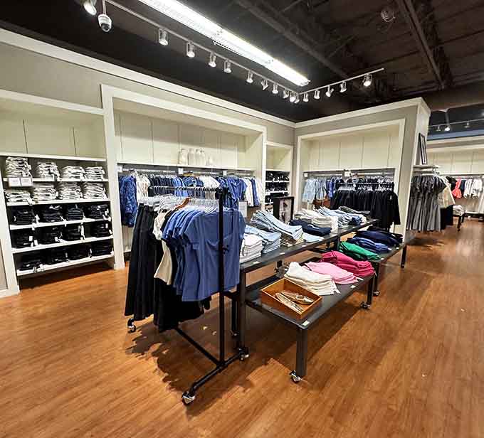 Neatly folded apparel creates a landscape of possibility, where building a new wardrobe feels less like shopping and more like treasure hunting.