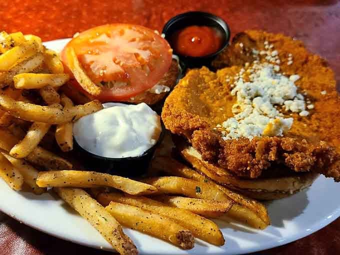 Crispy, saucy, and completely unapologetic. The Buffalo Chicken sandwich arrives like it owns the whole table.