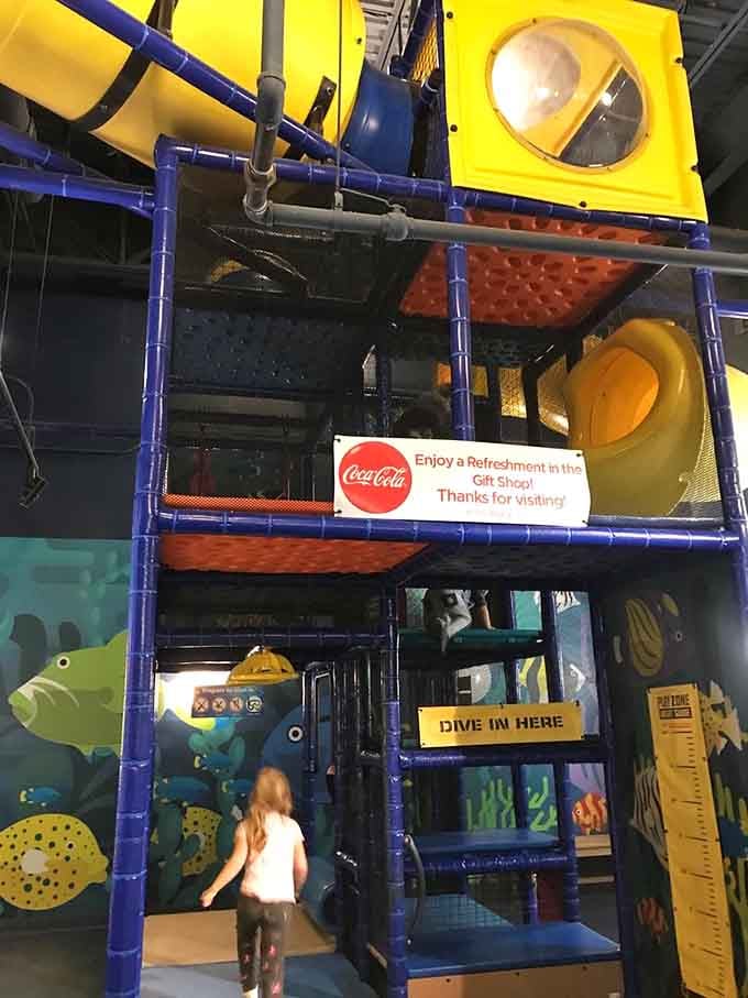 Even the play area gets the underwater treatment, because why should the fish have all the fun?