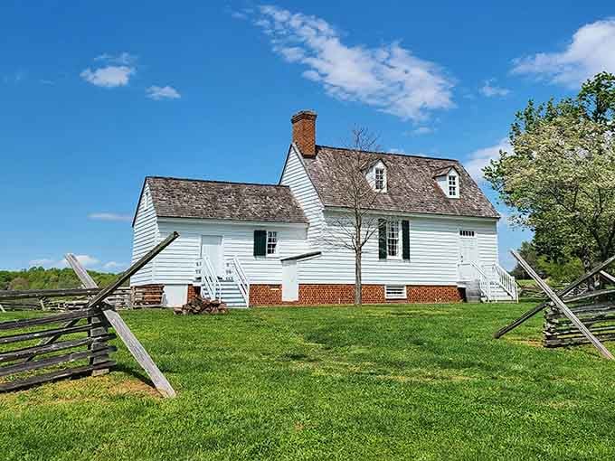 Bright blue skies, split-rail fences, and a white farmhouse that witnessed the Civil War's final desperate hours.
