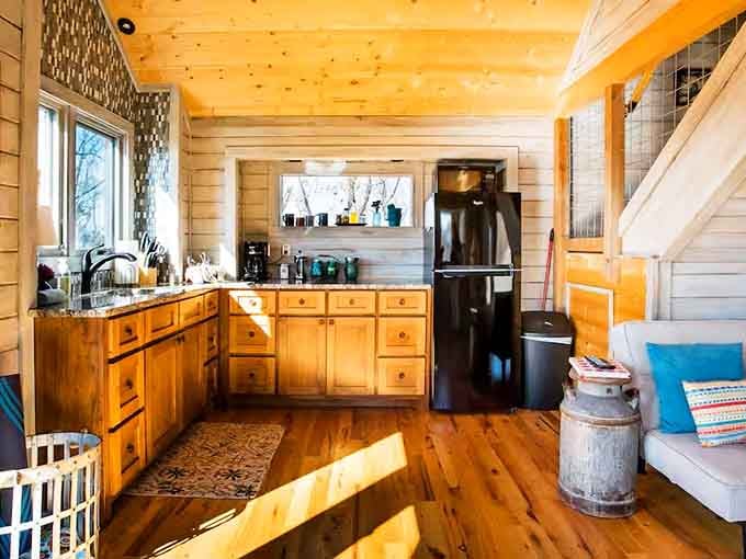 A full kitchen in a treehouse. Your inner chef just called, and it's very excited.