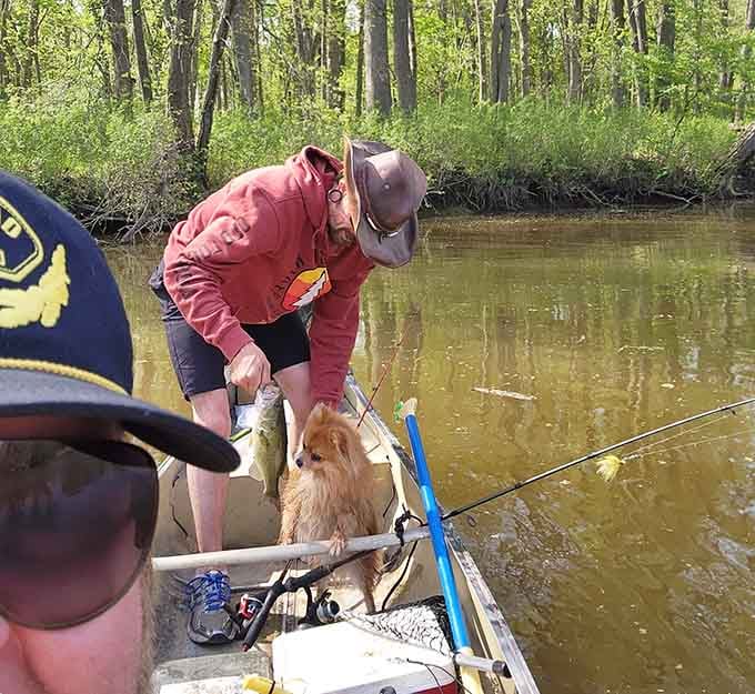 The best fishing crew includes a loyal first mate, even if that first mate has four paws.