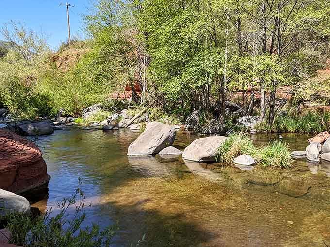 Oak Creek doesn't just flow through this canyon, it meanders like it has absolutely nowhere better to be.