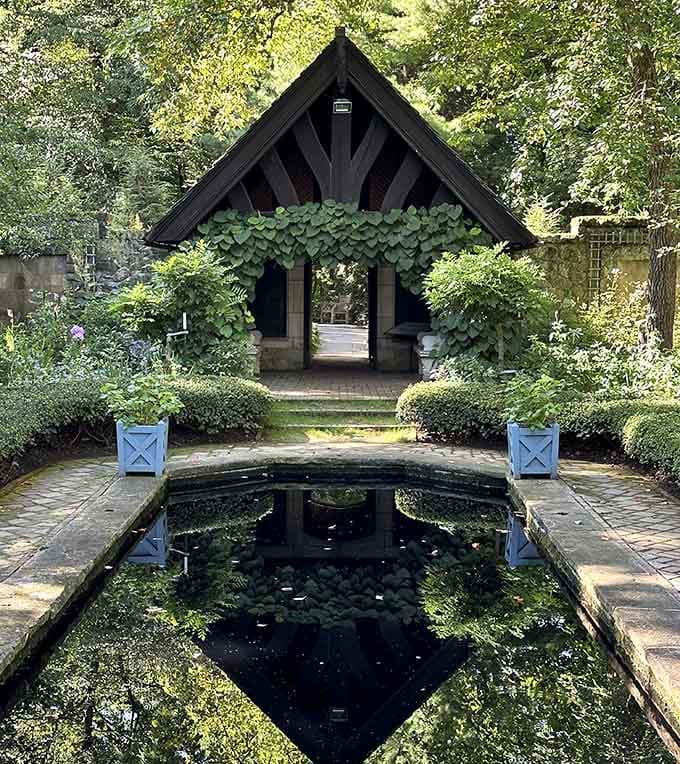 The English Garden reflecting pool is so perfectly still, you'll wonder if nature itself is showing off.