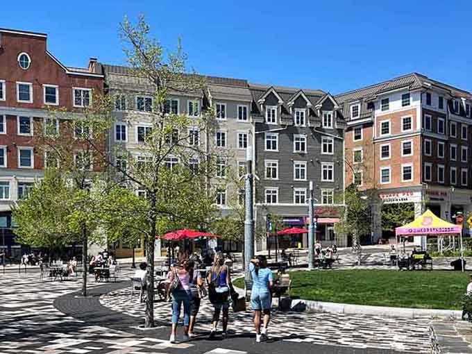 On a sunny day, Storrs Center buzzes with the kind of easy energy that makes you want to linger.