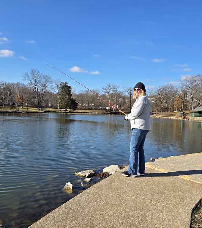 Cold day, warm heart. Fishing at Suson Park works in every season, no excuses accepted.