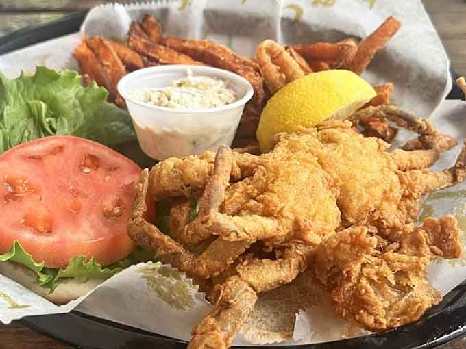 Golden, crispy, and glorious, this soft shell situation is what seafood dreams are made of.