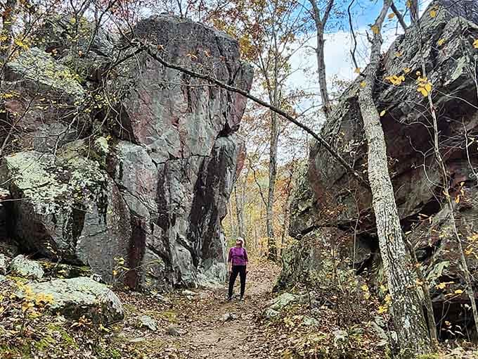Those ancient rocks have been standing for over a billion years, and they're not moving for anyone.