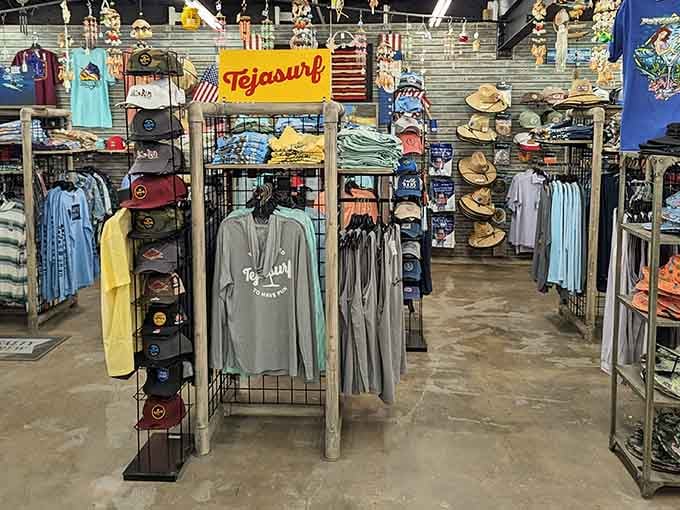 Tejasurf gear, breezy shirts, and sun hats galore. Your beach wardrobe just called, and it wants you to visit immediately.