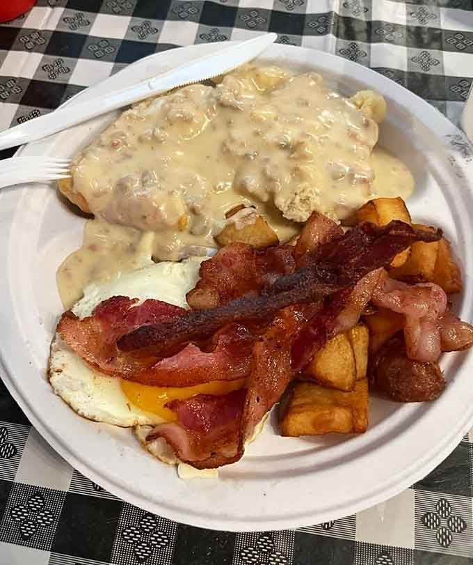 When biscuits meet sausage gravy and bacon, magic happens on a plate you won't want to share.