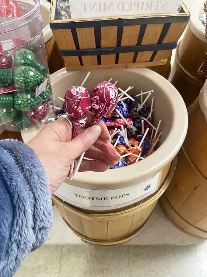 Tootsie Pops in a barrel, just like the old-fashioned candy stores where choosing your flavor was a serious life decision.