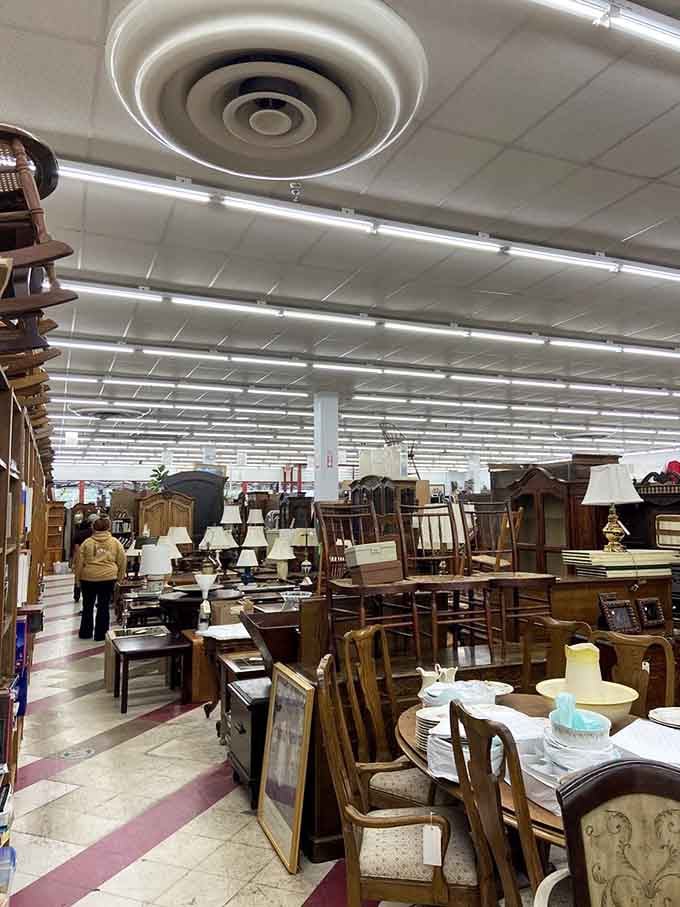Dining sets, lamps, and wooden furniture stretching as far as the eye can see, this is furniture shopping reimagined.