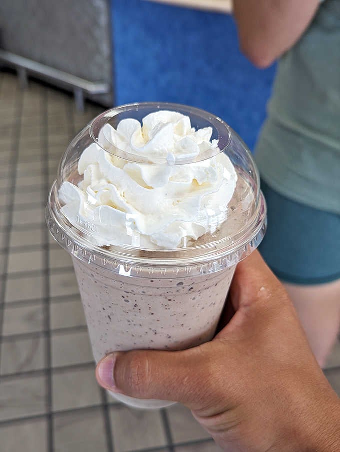 A mountain of whipped cream so generous it deserves its own zip code. No complaints here.