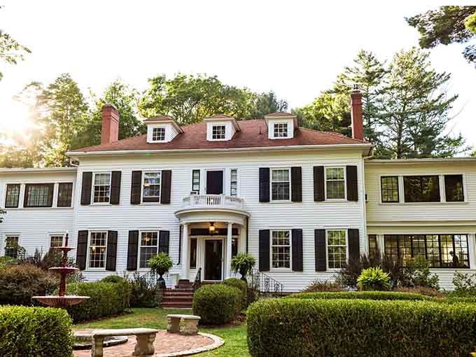 Symmetrical shutters, a fountain in the garden, and enough old-world elegance to make you feel like you've stumbled into a very good novel.