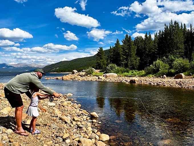 Teaching a little one to cast a line here, where the scenery alone is worth the whole trip.