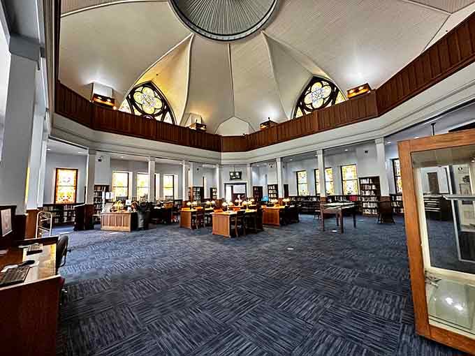 The main floor stretches out like a scholar's playground, inviting you to explore every corner and cranny.