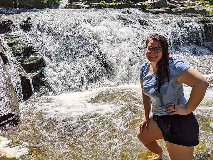 Soaking wet and absolutely thrilled. That's the only acceptable way to experience this swimming hole.