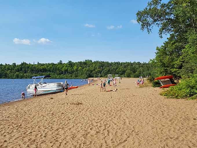 Summer days at Van Riper's beach look like a Norman Rockwell painting, complete with boats, sand, and pure Michigan joy.