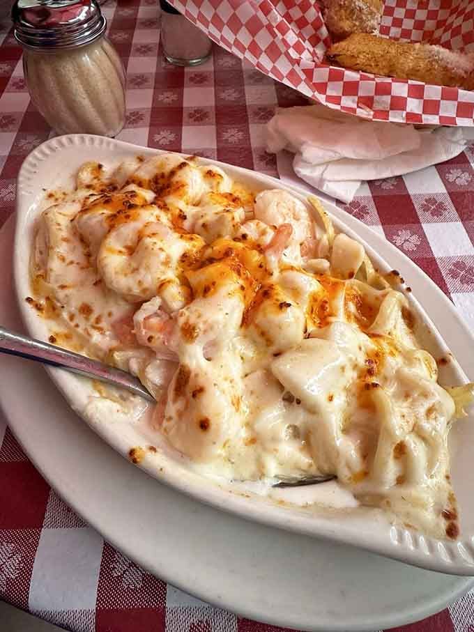 Baked Seafood Italiano arrives bubbling with shrimp, cheese, and enough comfort to warm any Midwestern soul.