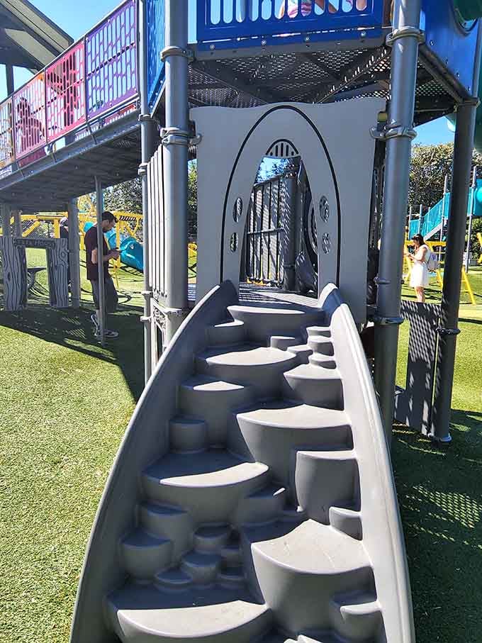 These molded gray steps look like something straight out of a fantasy novel, leading upward toward the next great discovery.