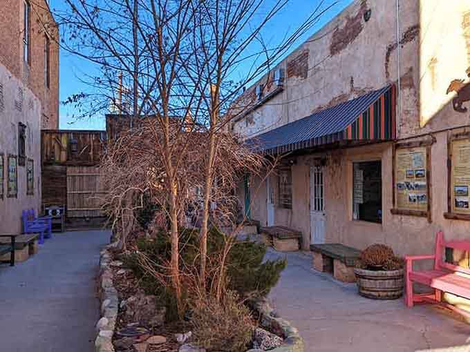 Tucked between the brick buildings, this quiet little courtyard feels like a secret the locals are happy to share.