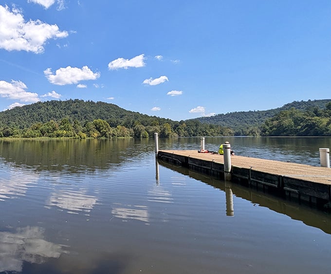Buck's Pocket delivers a dock with a view so stunning, even the clouds stopped to admire the mountains.
